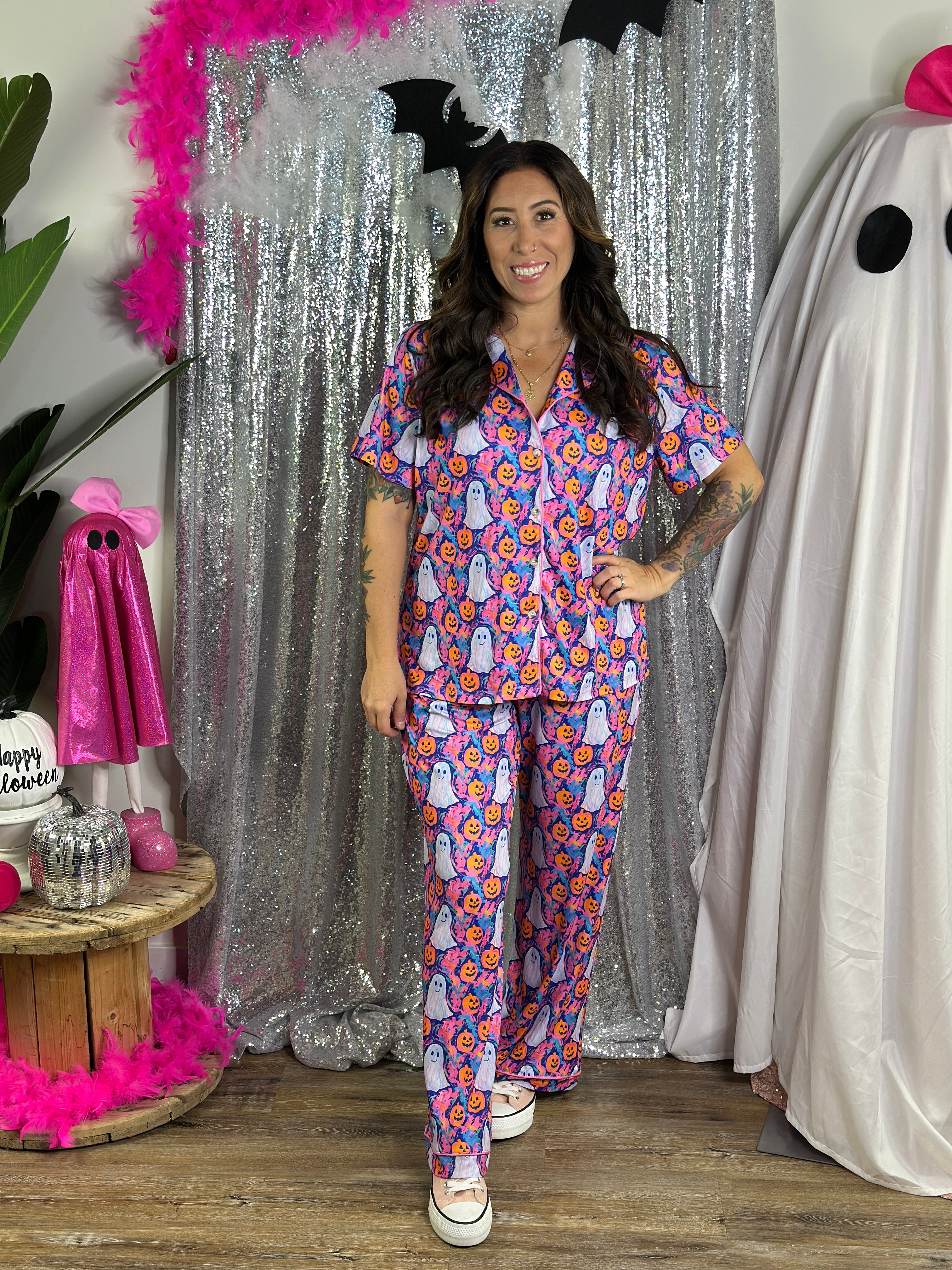 Purple Ghost Pj Set - (Small - 3X) - The Pink Porcupine ltd.